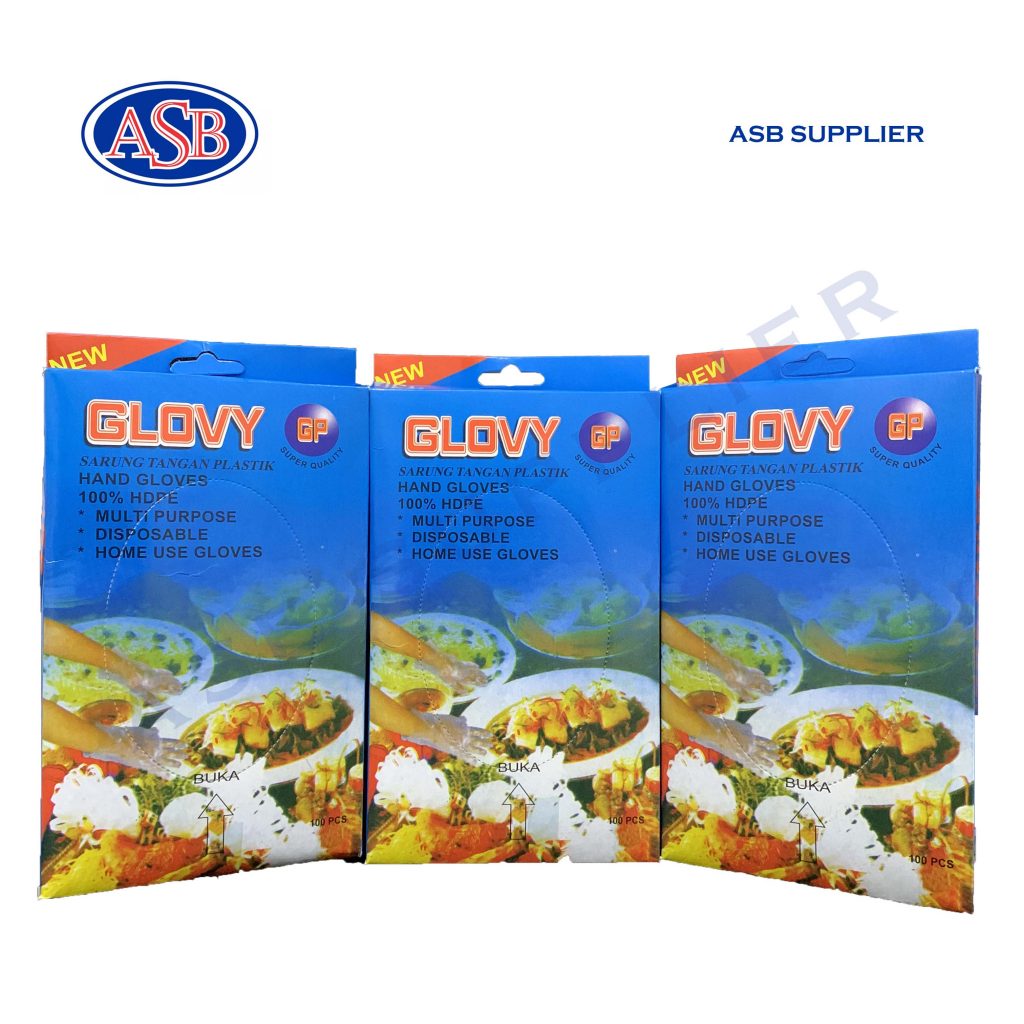 HDPE Plastic Gloves Glovy (100 Pcs) - ASB SUPPLIER
